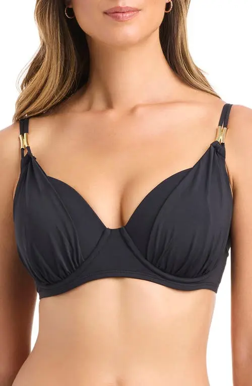 BLEU BY ROD BEATTIE Draped Underwire Swim Top - Black