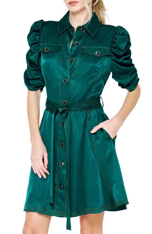 CIEBON Bryce Puff Sleeve Tie Waist Dress