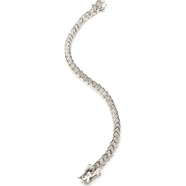 EDDIEBORGO Pyramid Pavé Tennis Bracelet - Silver