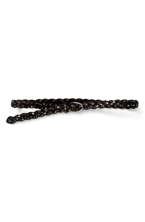 Free People Sol Slim Studded Leather Belt - Black