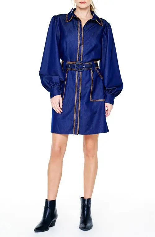 CIEBON Gelso Stitch Belted Denim Dress