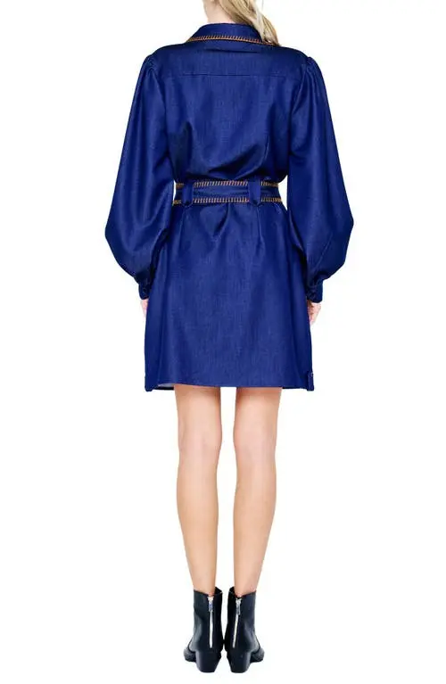 CIEBON Gelso Stitch Belted Denim Dress