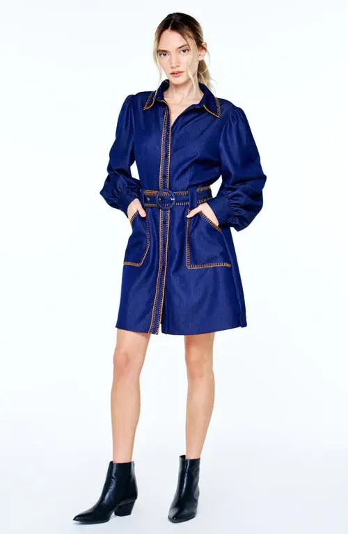 CIEBON Gelso Stitch Belted Denim Dress