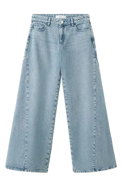 Mango Studded Low Rise Wide Leg Jeans