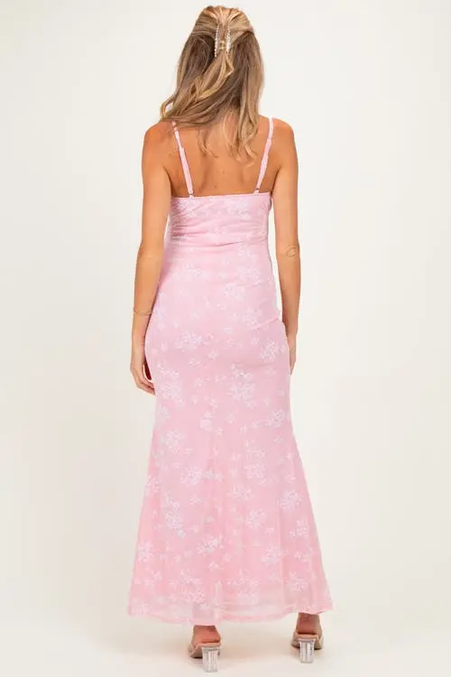 PINKBLUSH Floral Sleeveless V-neck Maxi Dress