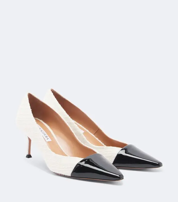 AQUAZZURA Orbit Leather-trimmed Tweed Pumps