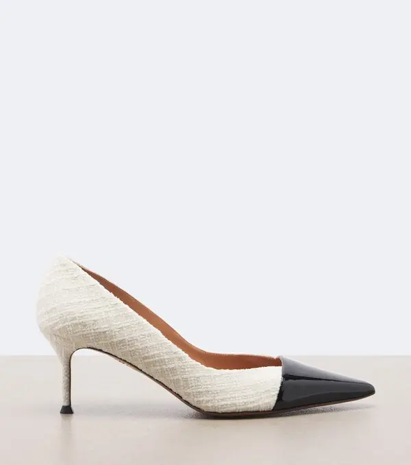 AQUAZZURA Orbit Leather-trimmed Tweed Pumps