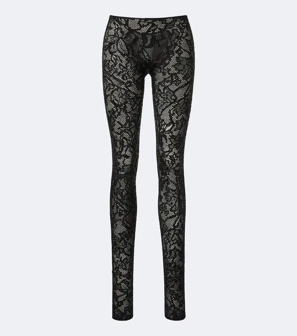 Gucci Embellished Silk-blend Lace Leggings