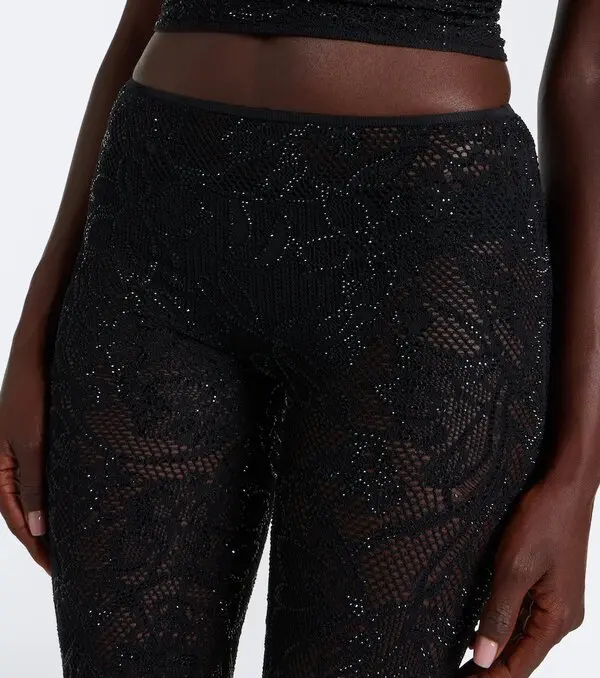 Gucci Embellished Silk-blend Lace Leggings