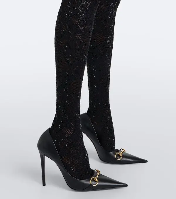 Gucci Embellished Silk-blend Lace Leggings