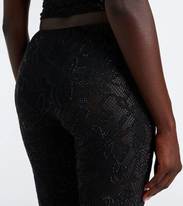 Gucci Embellished Silk-blend Lace Leggings