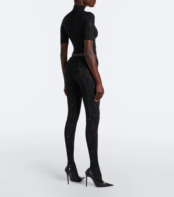 Gucci Embellished Silk-blend Lace Leggings