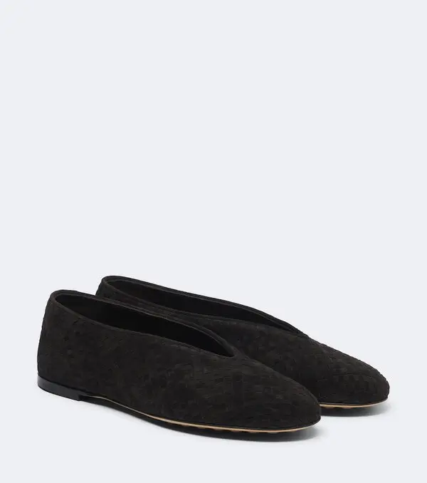 Bottega Veneta Intrecciato Suede Ballet Flats
