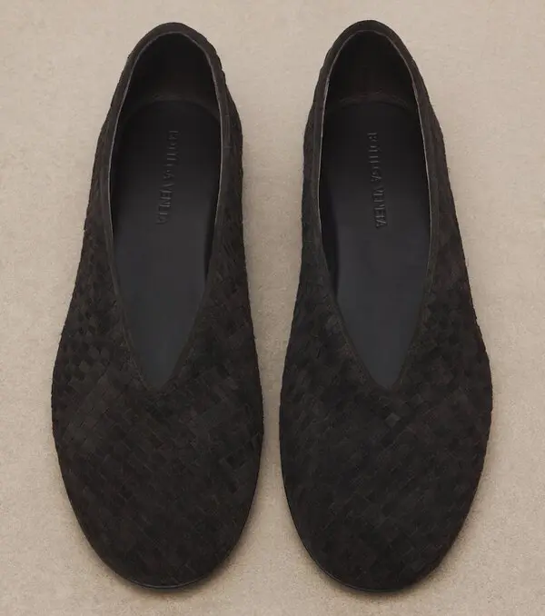 Bottega Veneta Intrecciato Suede Ballet Flats