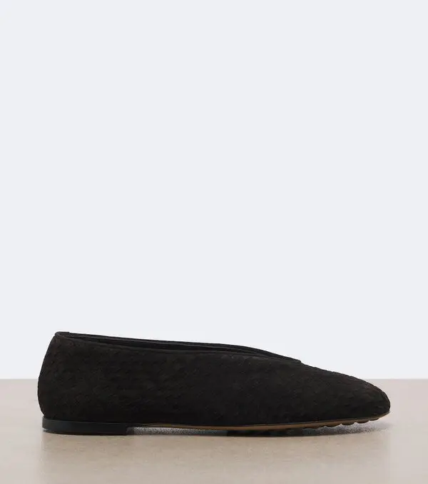 Bottega Veneta Intrecciato Suede Ballet Flats