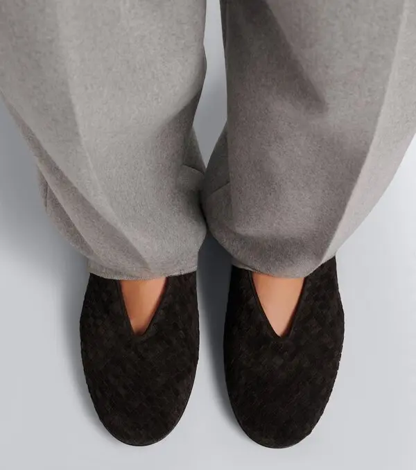 Bottega Veneta Intrecciato Suede Ballet Flats
