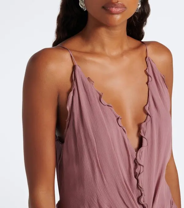 Blumarine Floral-appliqué Ruffled Georgette Gown - Pink