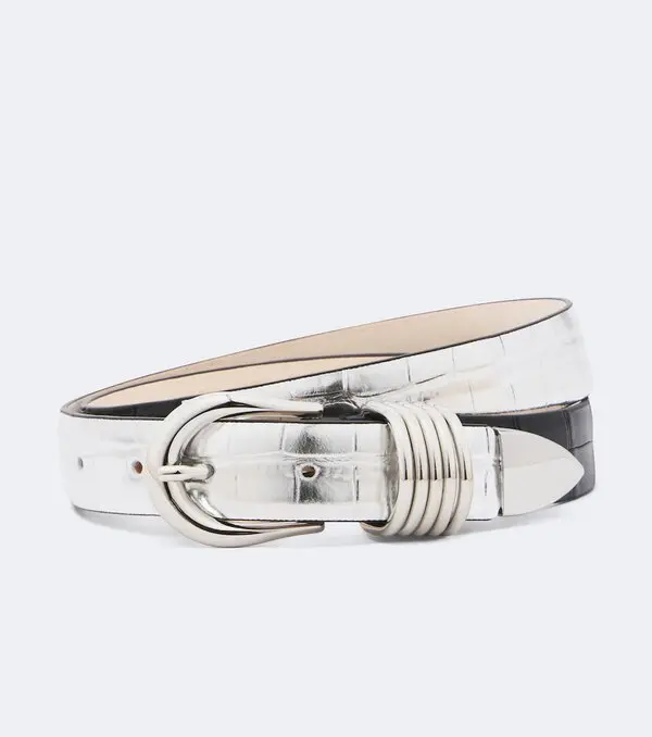 DEHANCHE Déhanche Hollyhock Reversible Metallic Leather Belt - Silver