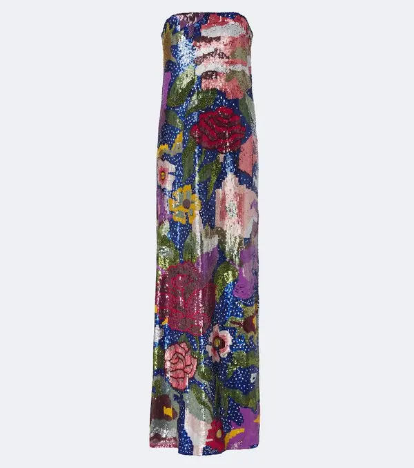 LA FUORI Là Fuori Florentine Garden Sequined Bustier Gown