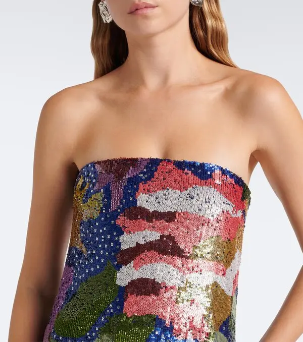 LA FUORI Là Fuori Florentine Garden Sequined Bustier Gown