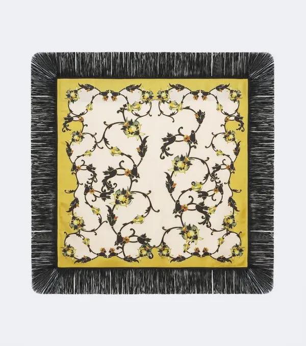 La DoubleJ Buttercup Reversible Fringed Silk Scarf