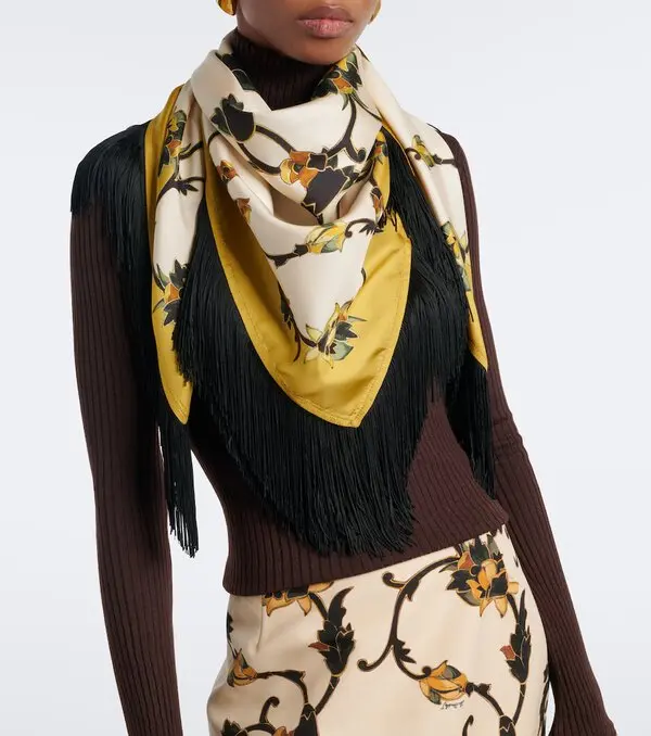La DoubleJ Buttercup Reversible Fringed Silk Scarf
