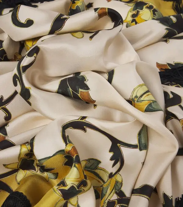 La DoubleJ Buttercup Reversible Fringed Silk Scarf