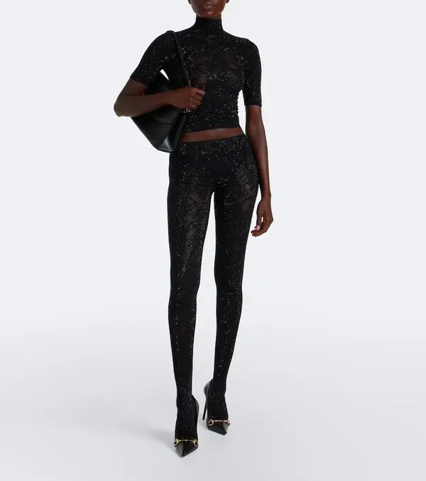 Gucci Embellished Silk-blend Lace Crop Top