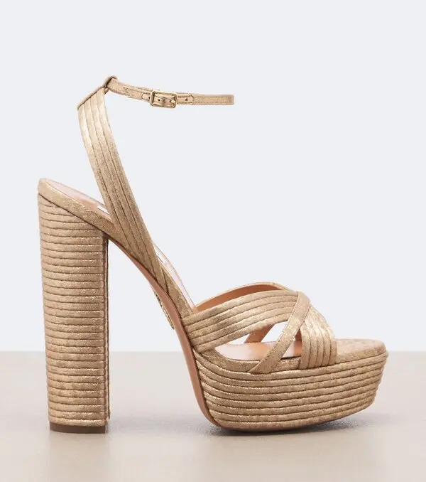 AQUAZZURA Sundance Platform Sandals - Gold