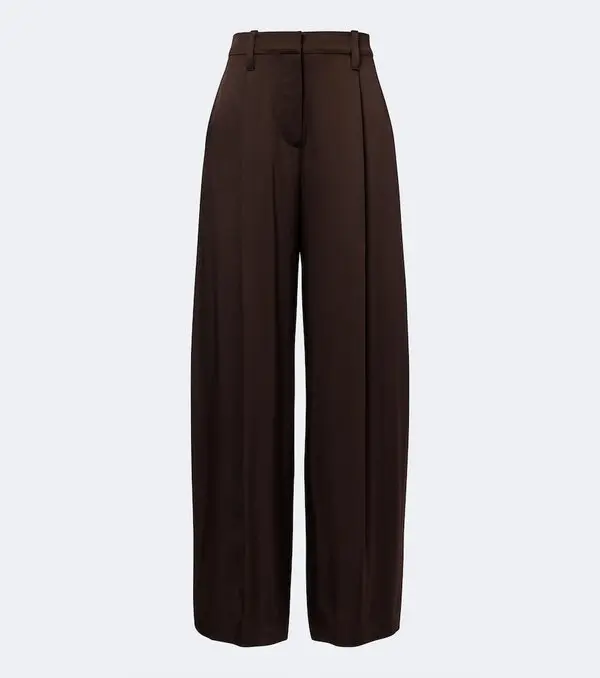 Brunello Cucinelli Monili Pleated Silk Wide-leg Pants