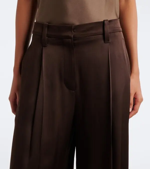 Brunello Cucinelli Monili Pleated Silk Wide-leg Pants