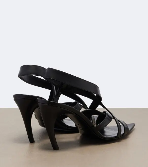 Khaite Sadie Leather Slingback Sandals - Black