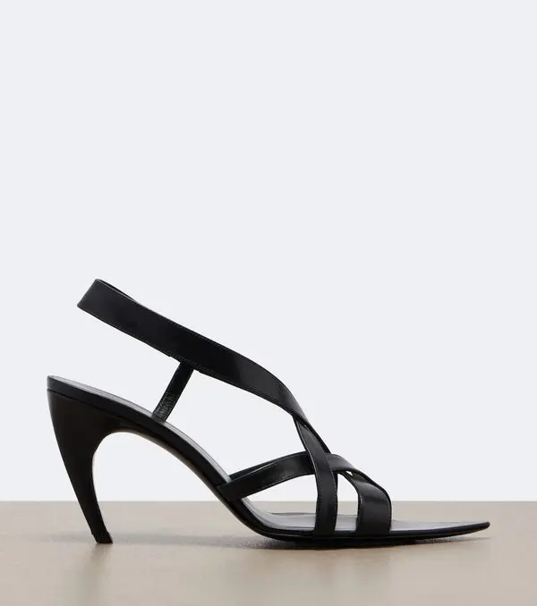 Khaite Sadie Leather Slingback Sandals - Black