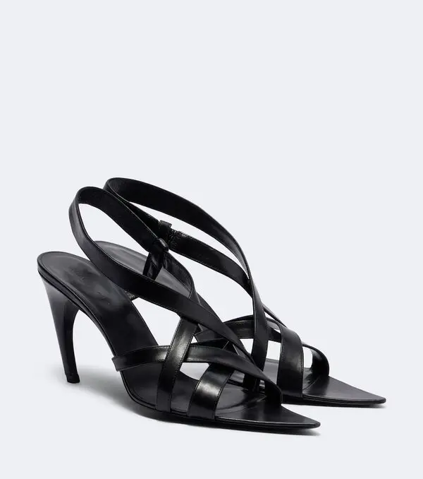 Khaite Sadie Leather Slingback Sandals - Black