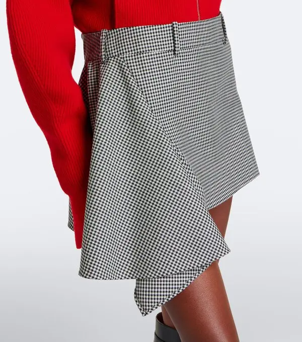 Givenchy Checked Draped Wool And Mohair Miniskirt