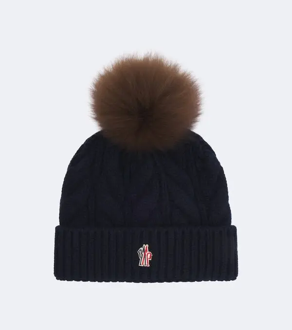 Moncler Wool And Cashmere Beanie - Blue