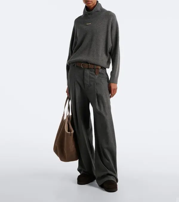 Brunello Cucinelli Wool And Cashmere Wide-leg Pants