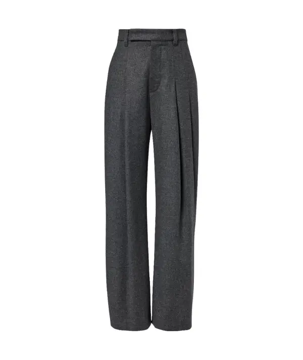 Brunello Cucinelli Wool And Cashmere Wide-leg Pants - Grey