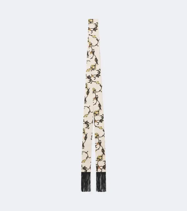 La DoubleJ Printed Fringed Silk Twill Scarf