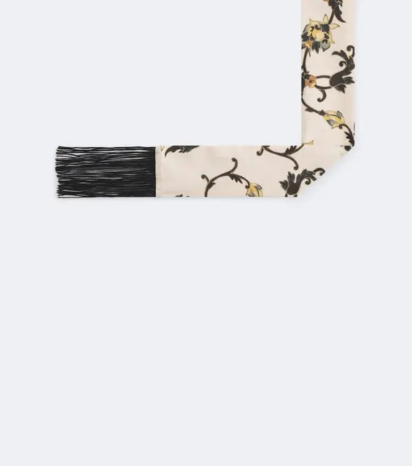 La DoubleJ Printed Fringed Silk Twill Scarf