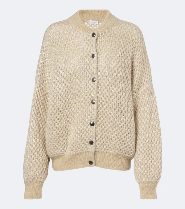 Brunello Cucinelli Open-knit Mohair-blend Cardigan