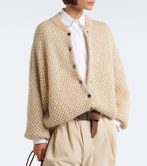 Brunello Cucinelli Open-knit Mohair-blend Cardigan