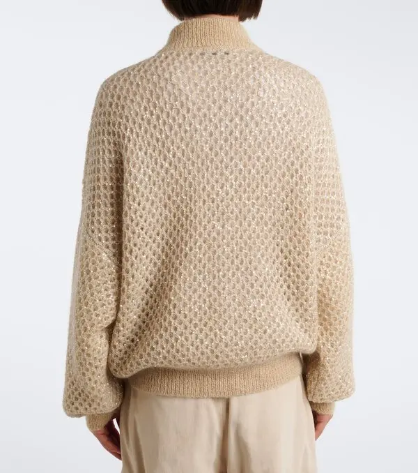 Brunello Cucinelli Open-knit Mohair-blend Cardigan