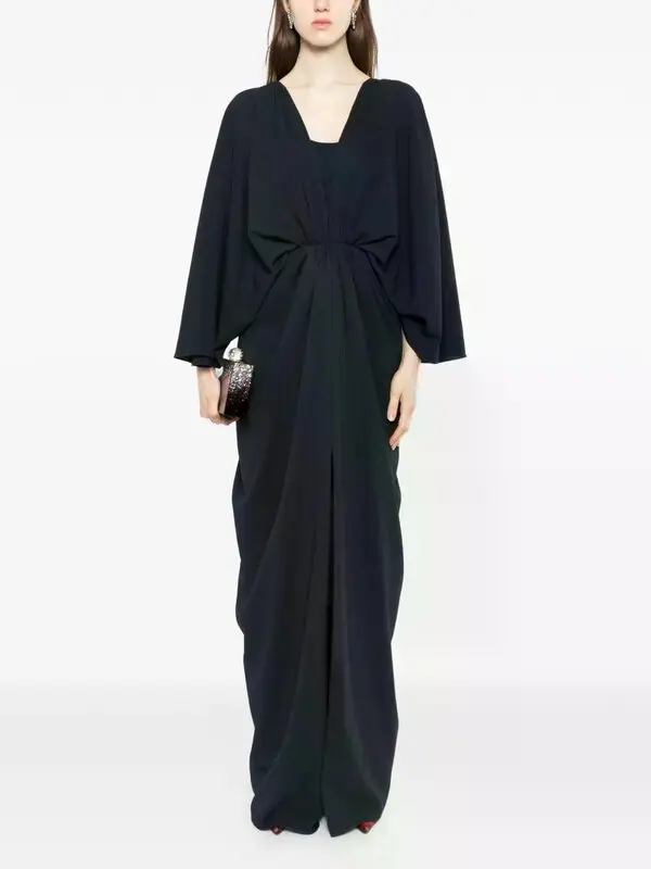 Amsale Draped V-neck Maxi Dress