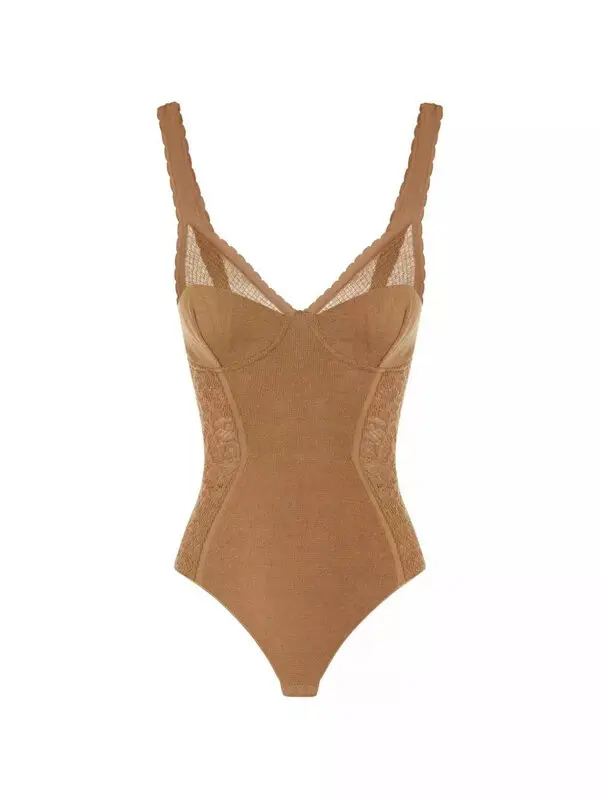 Elisabetta Franchi Bodysuit In Knit And Lace Fabric