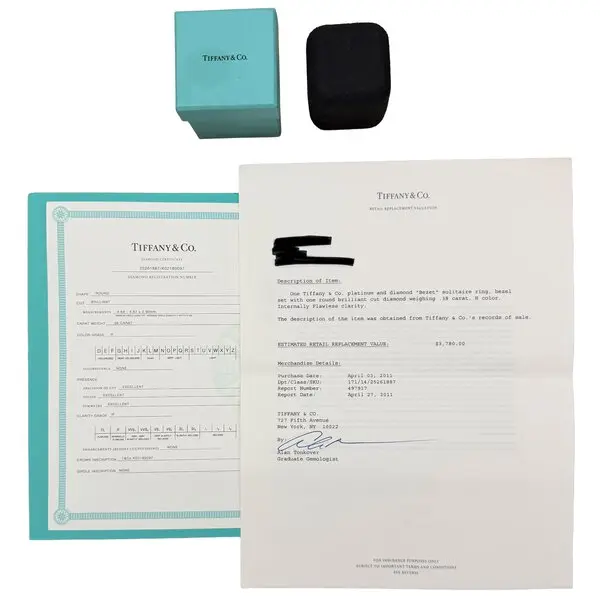 Tiffany & Co. 0.38 Ct Round Brilliant Diamond Bezet Solitaire Engagement Ring
