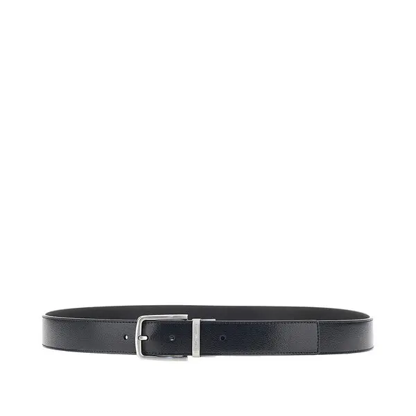 Emporio Armani Reversible Leather Belt With Logo - Blue