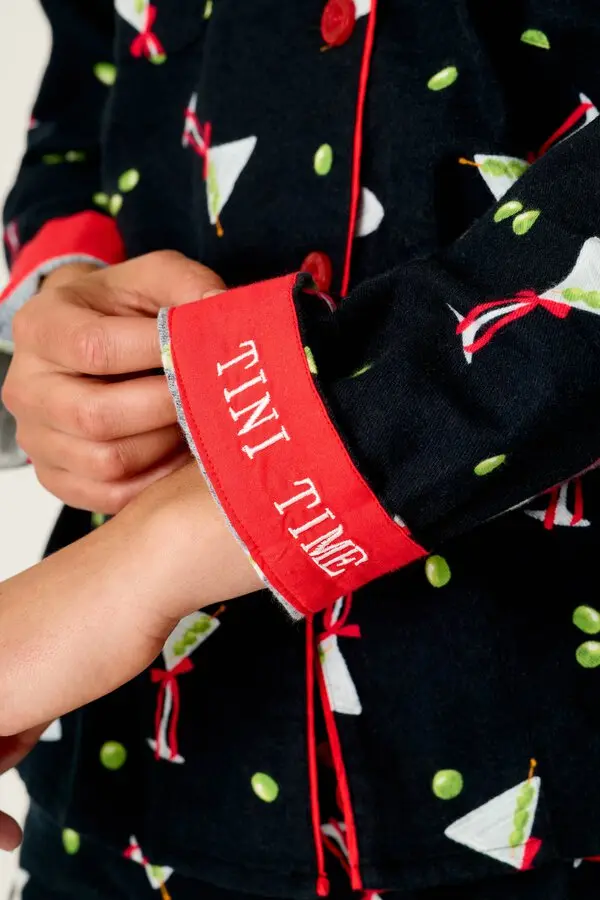 PJ Salvage Christmas Cocktails Martini Print 4-piece Pajama Set