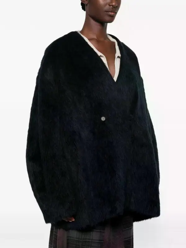 RUOHAN Double-breasted Textured Oversized Jacket