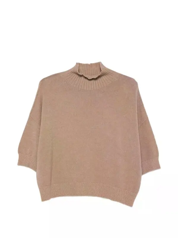 Imperial Ribbed-trim Short-sleeve Sweater - Neutrals